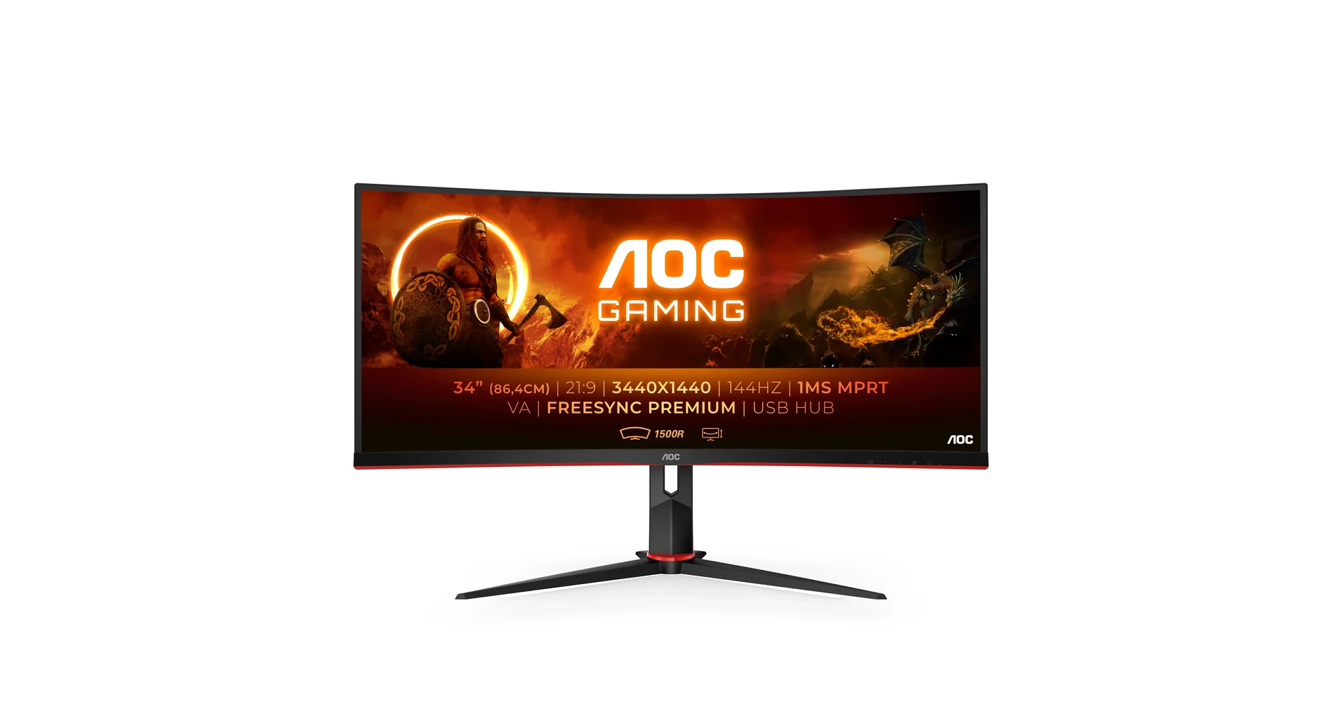 AOC CU34G2X 34 WQHD Ívelt Gaming Monitor - VA 3440x1440, 1ms, 144Hz ...